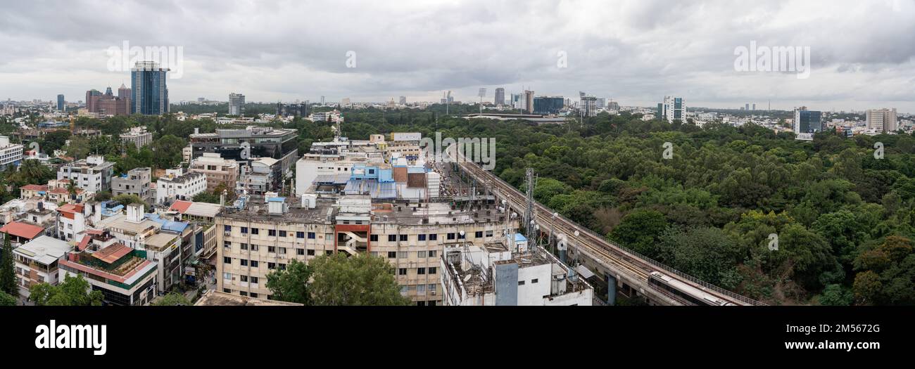 View of the train tracks in downtown Bengaluru leading to the stadium ...