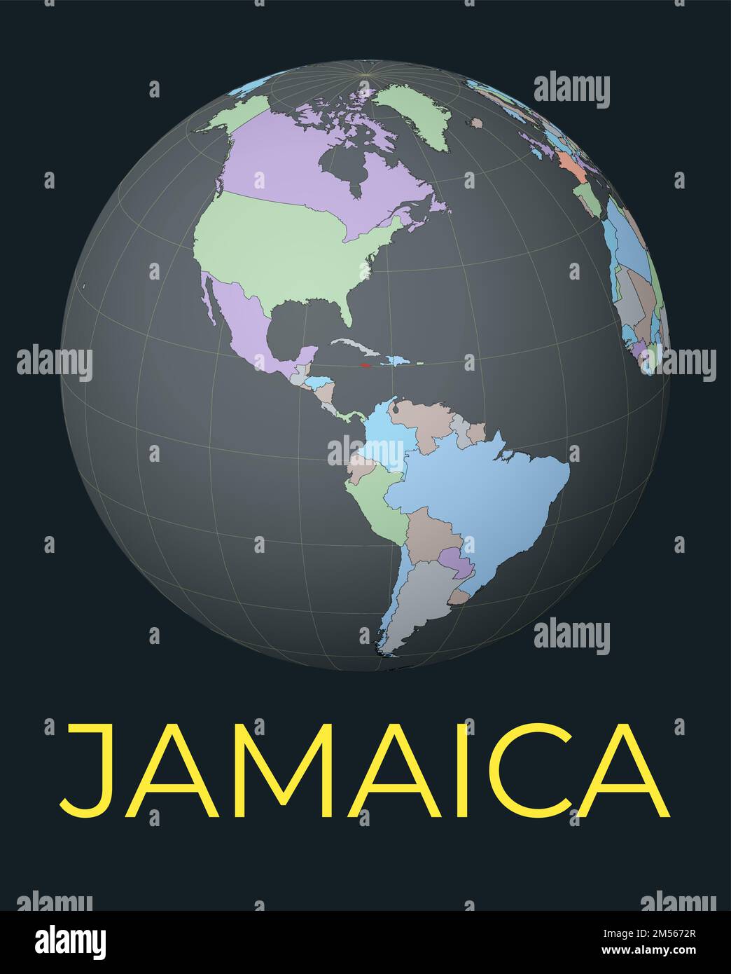 world map with jamaica highlighted