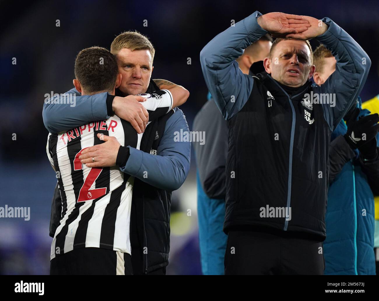 Newcastle United manager Eddie Howe with Kieran Trippier following the ...