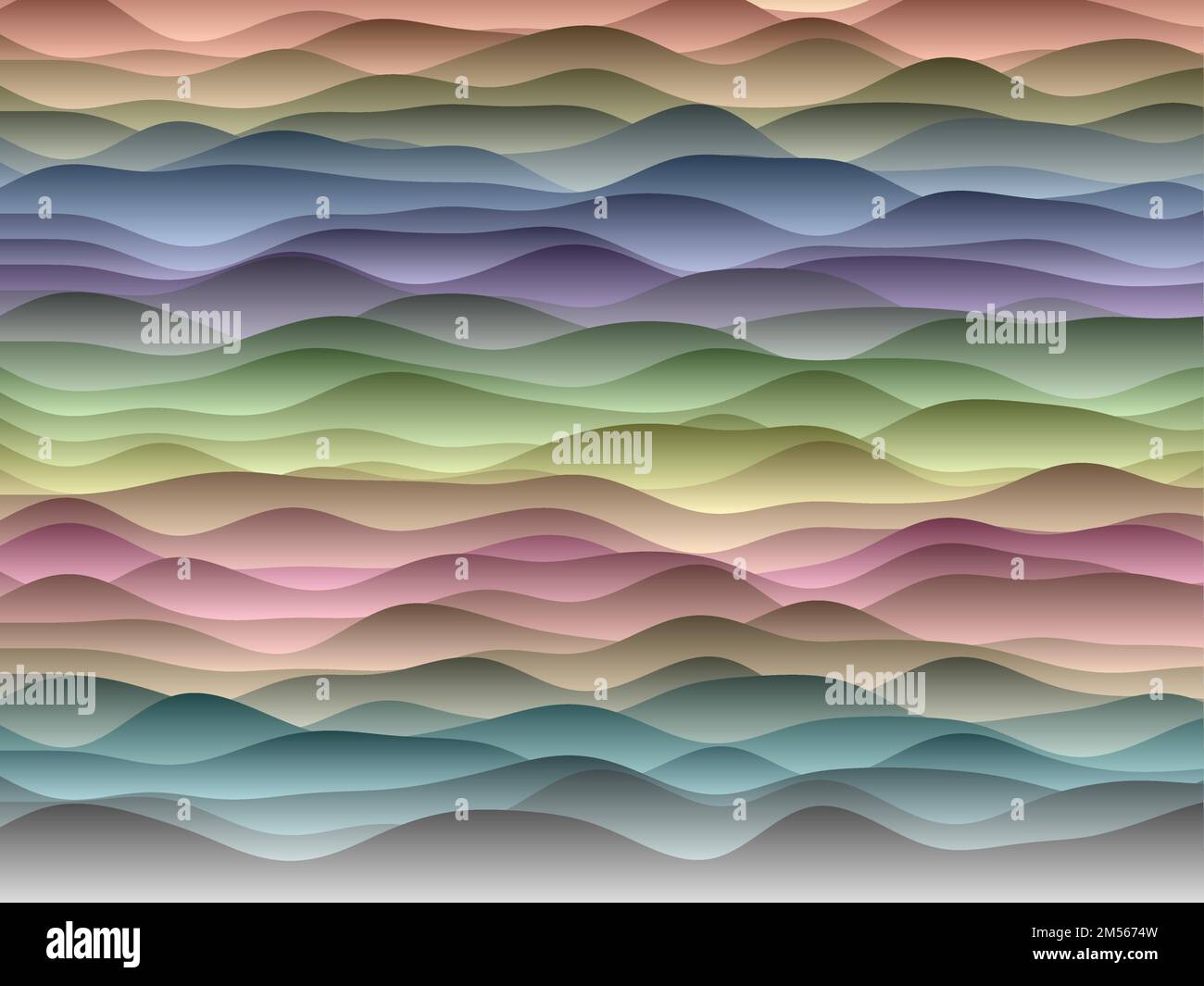 Abstract curves background. Smooth curves with gradients in dark colors. Artistic vector ...