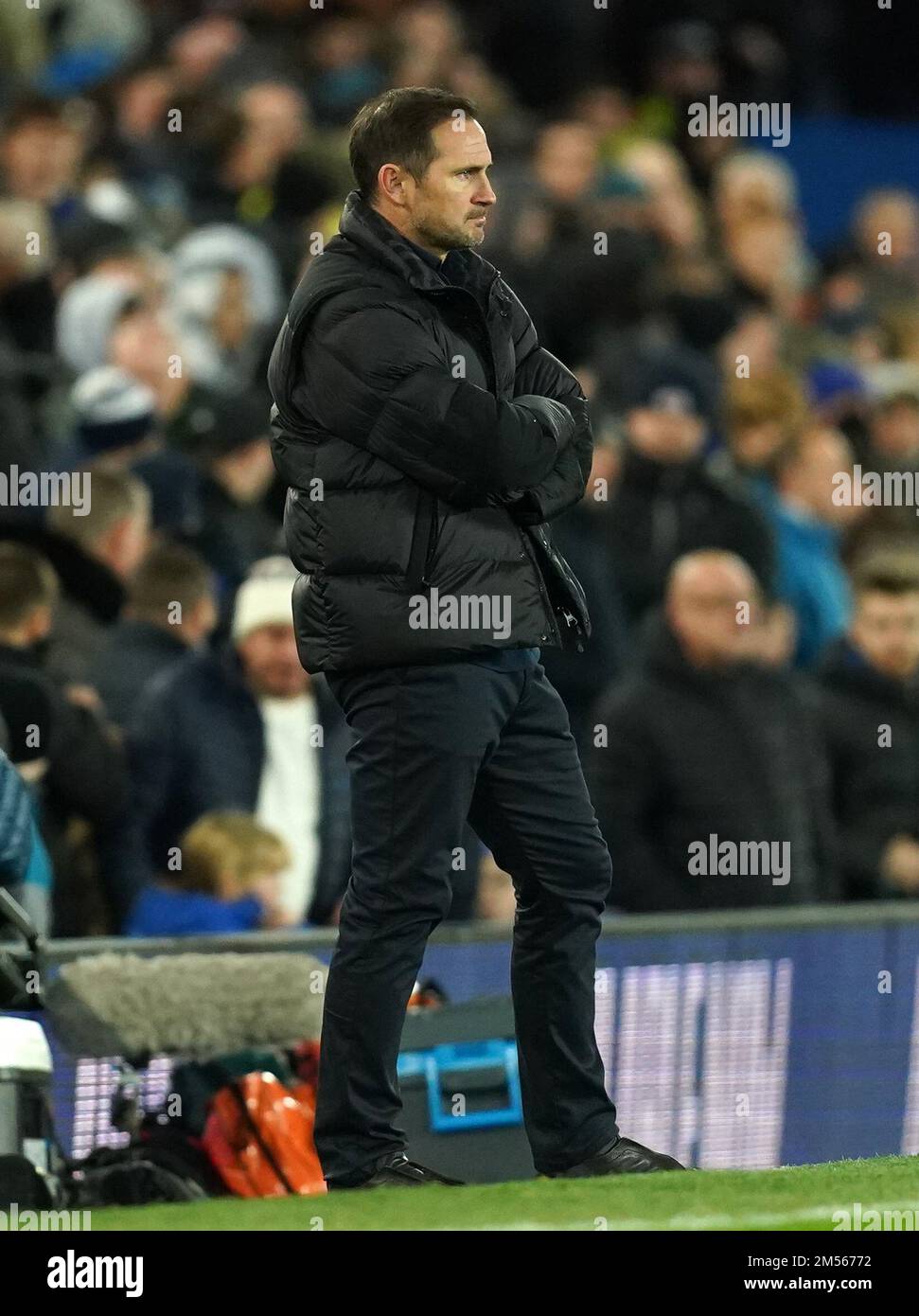 Everton manager Frank Lampard looks dejected during the Premier League ...