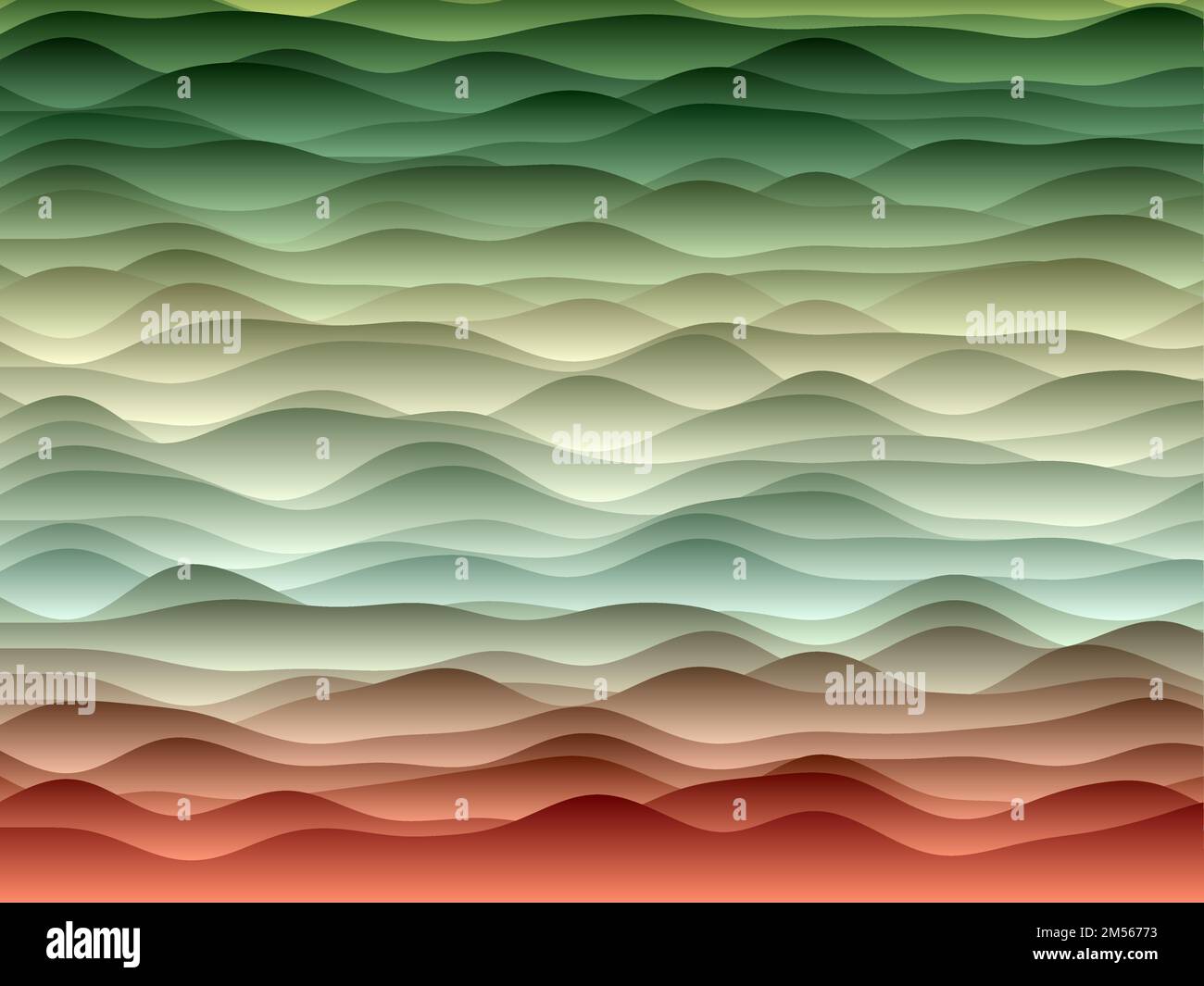 Abstract curves background. Smooth curves with gradients in red and green colors. Amazing vector ...