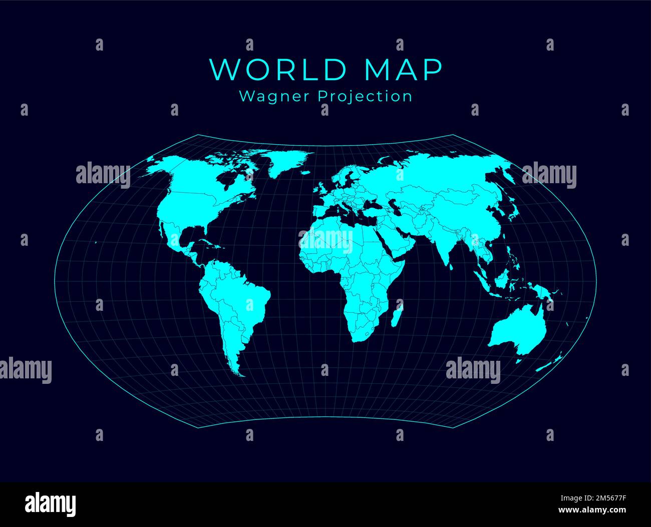 Map of the World. Wagner projection. Futuristic infographic world ...