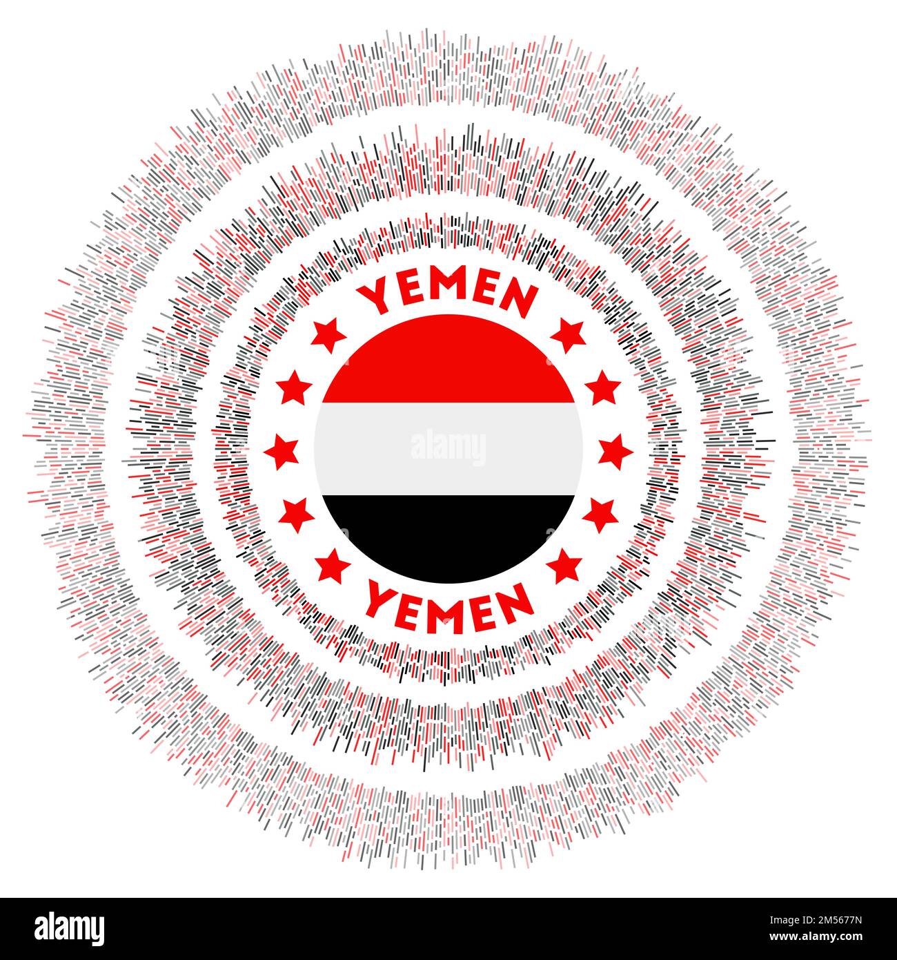Yemen symbol. Radiant country flag with colorful rays. Shiny sunburst ...