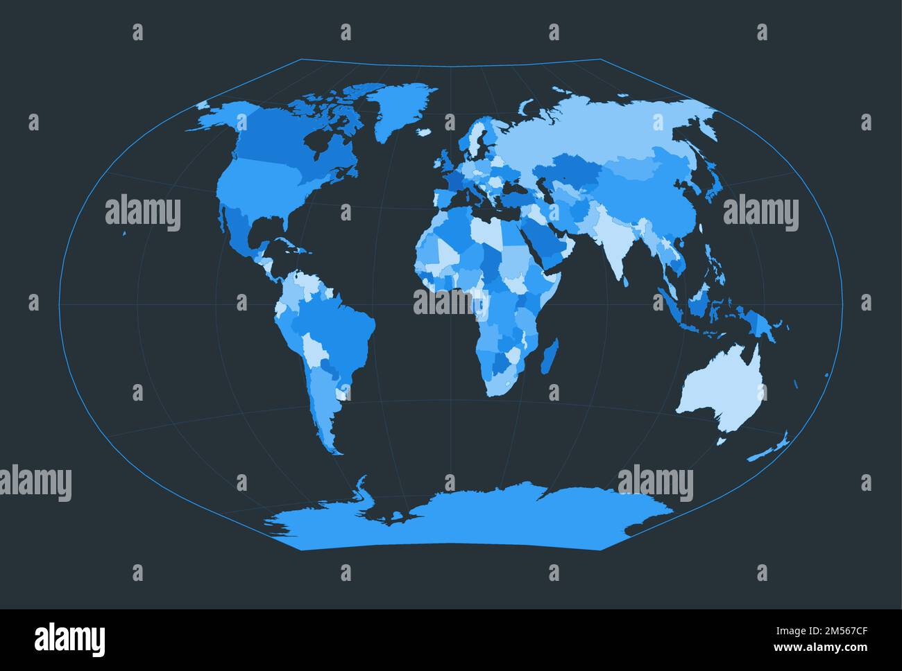World Map. Ginzburg V projection. Futuristic world illustration for ...