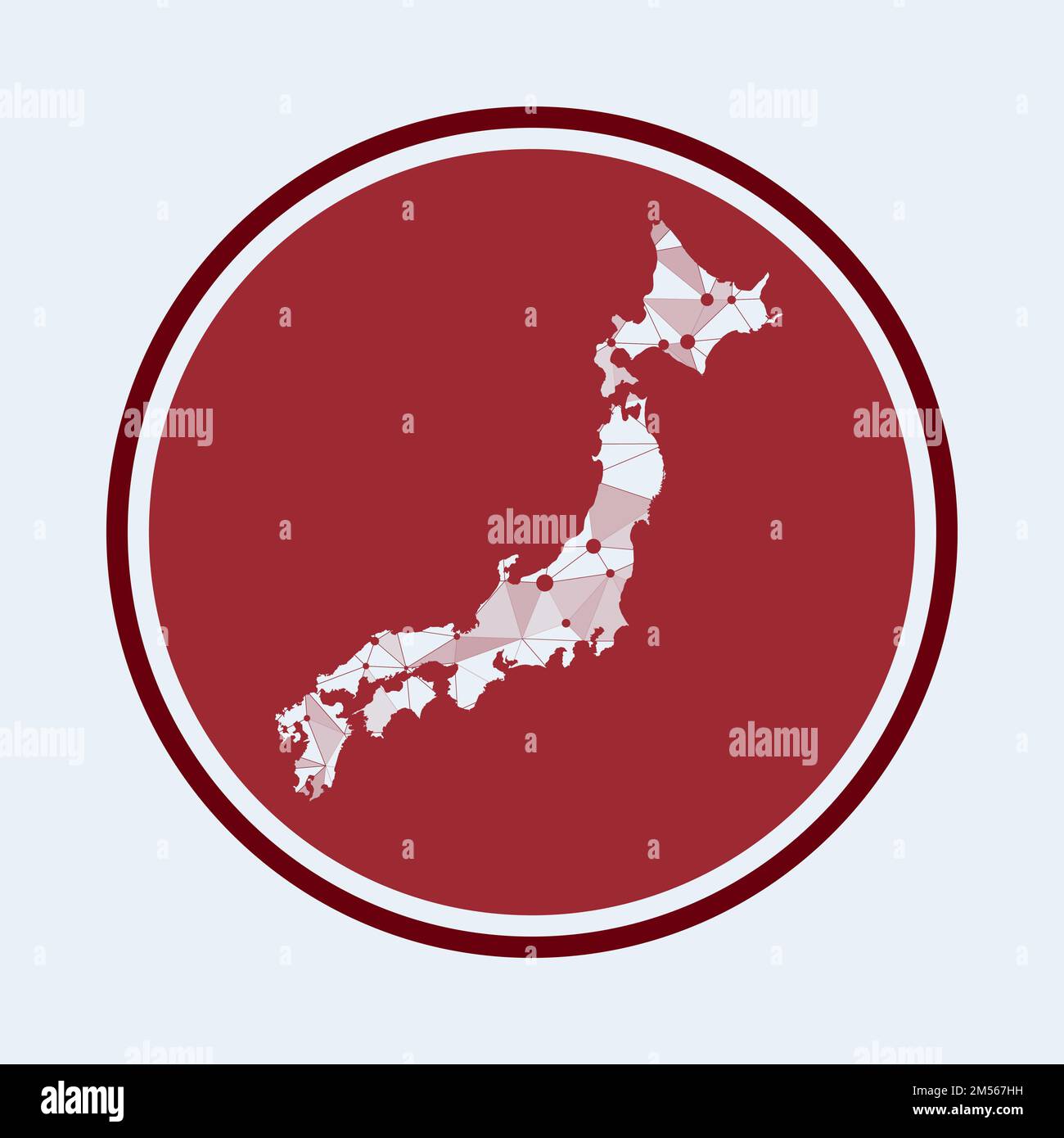 Japan icon. Trendy tech logo of the country. Geometric mesh round ...