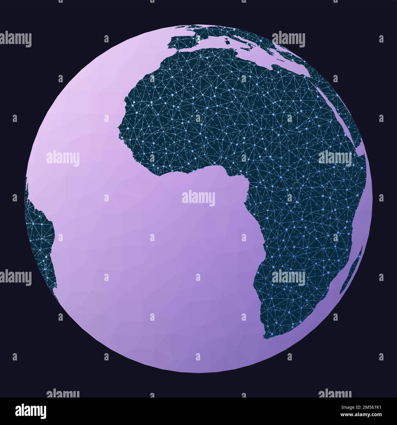 Illustration of global network. Satellite (tilted perspective ...
