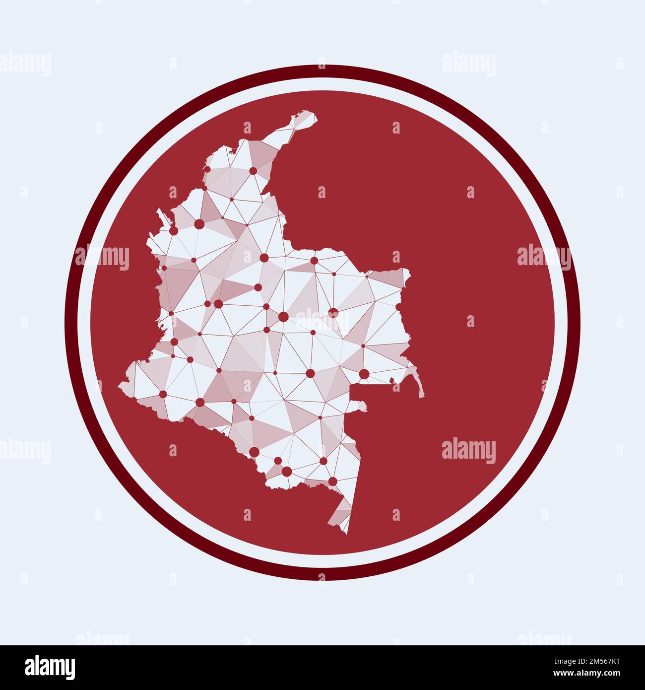 Colombia icon. Trendy tech logo of the country. Geometric mesh round ...