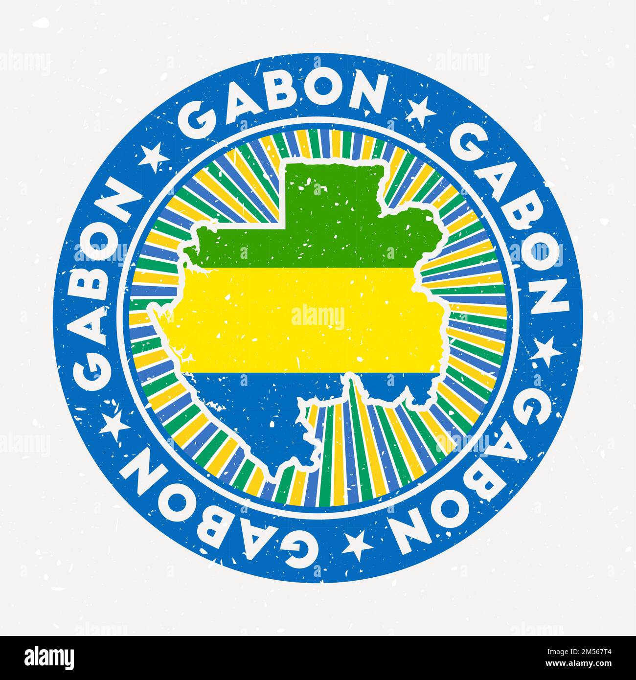 Gabon round stamp. Logo of country with flag. Vintage badge with ...