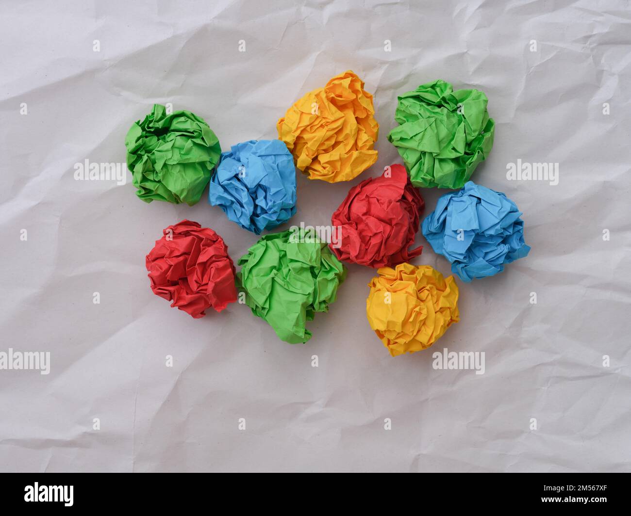 Colorful crumpled paper balls. Idea Concept Stock Photo - Alamy