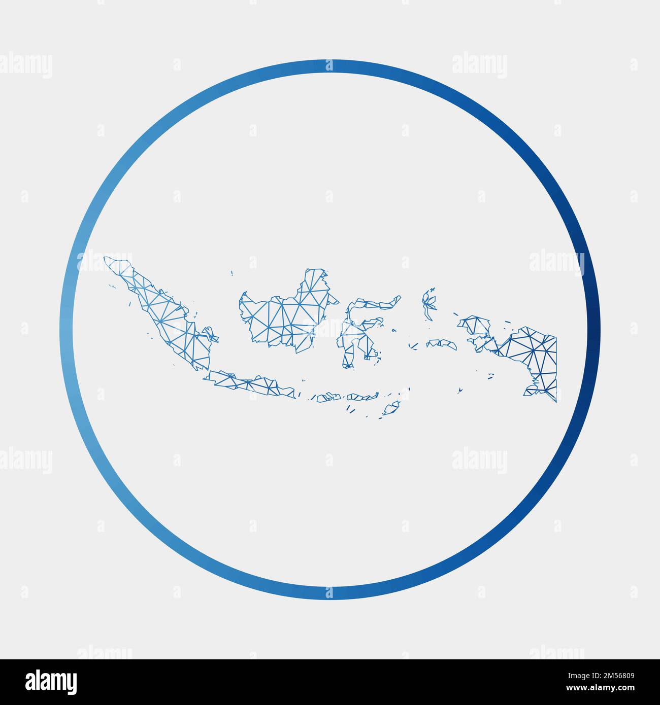 Indonesia icon. Network map of the country. Round Indonesia sign with ...