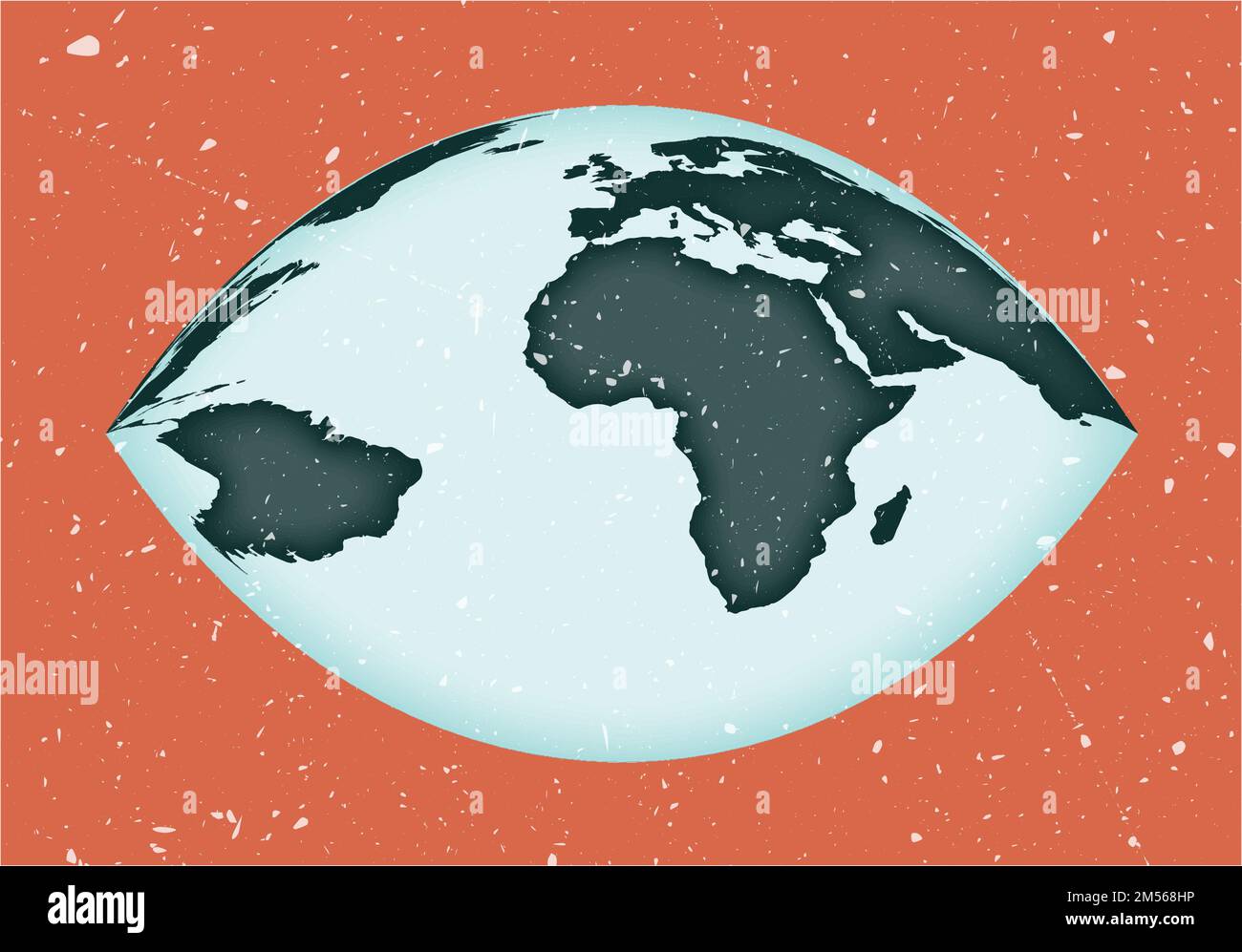 World Map Poster Craig Retroazimuthal Projection Vintage World Shape With Grunge Texture