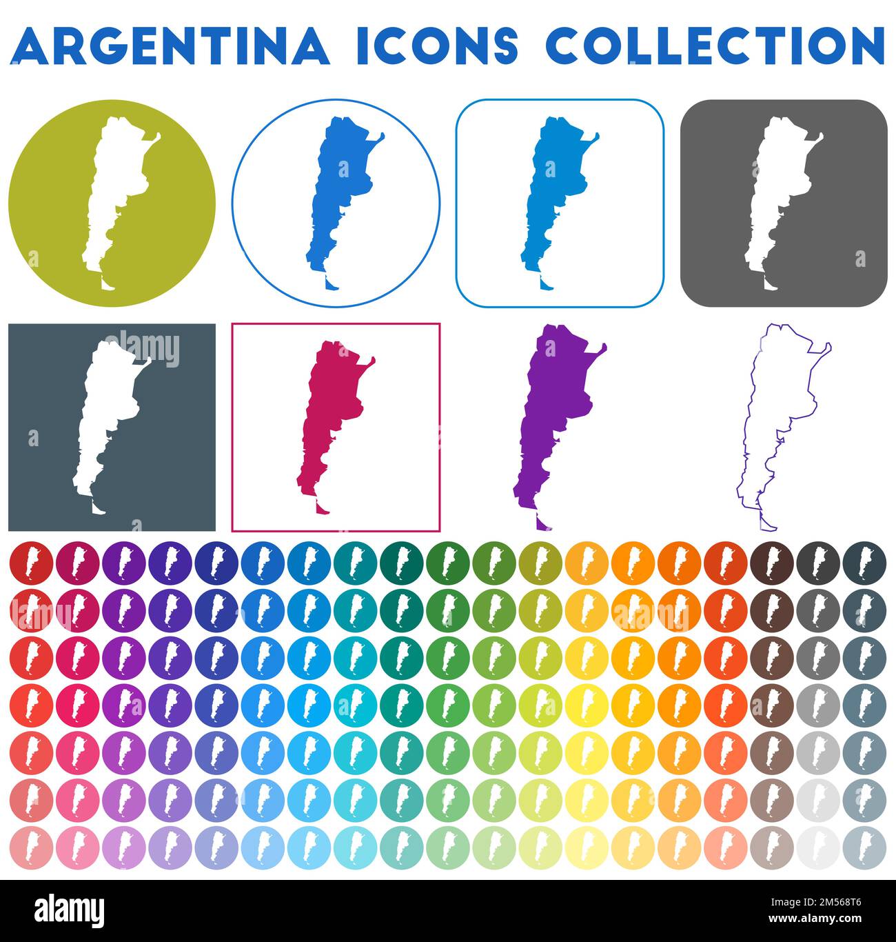 Argentina icons collection. Bright colorful trendy map icons. Modern ...