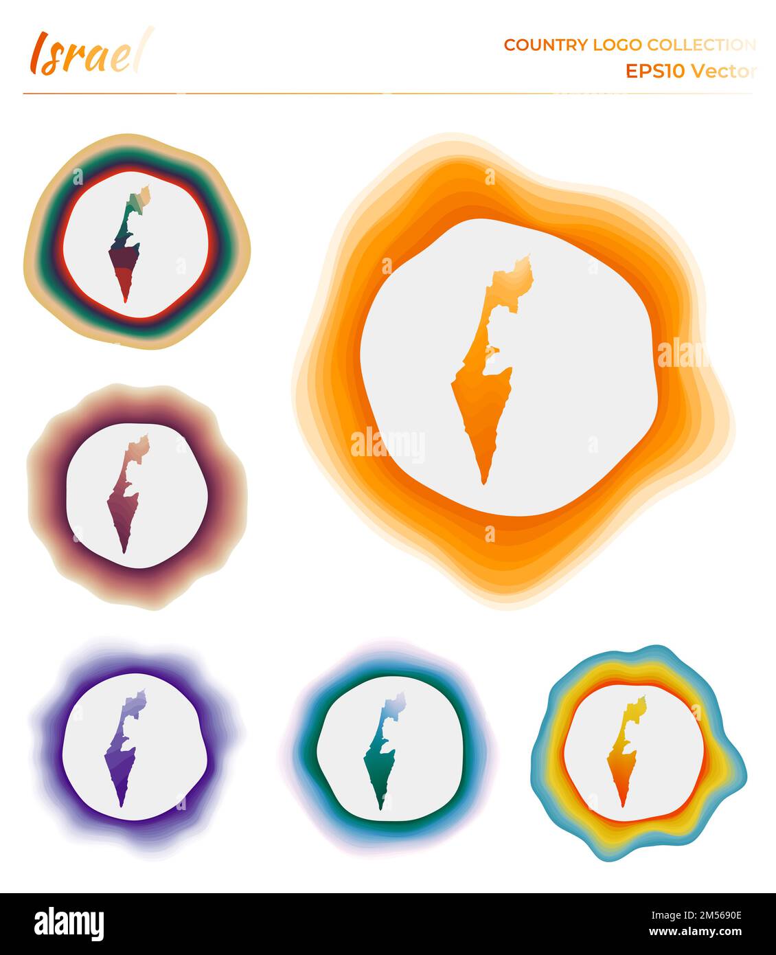 Israel logo collection. Colorful badge of the country. Layers around ...