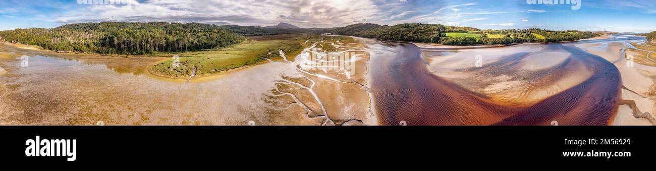Aerial view of the Salt Marsh at Ards Forest Park in County Donegal ...