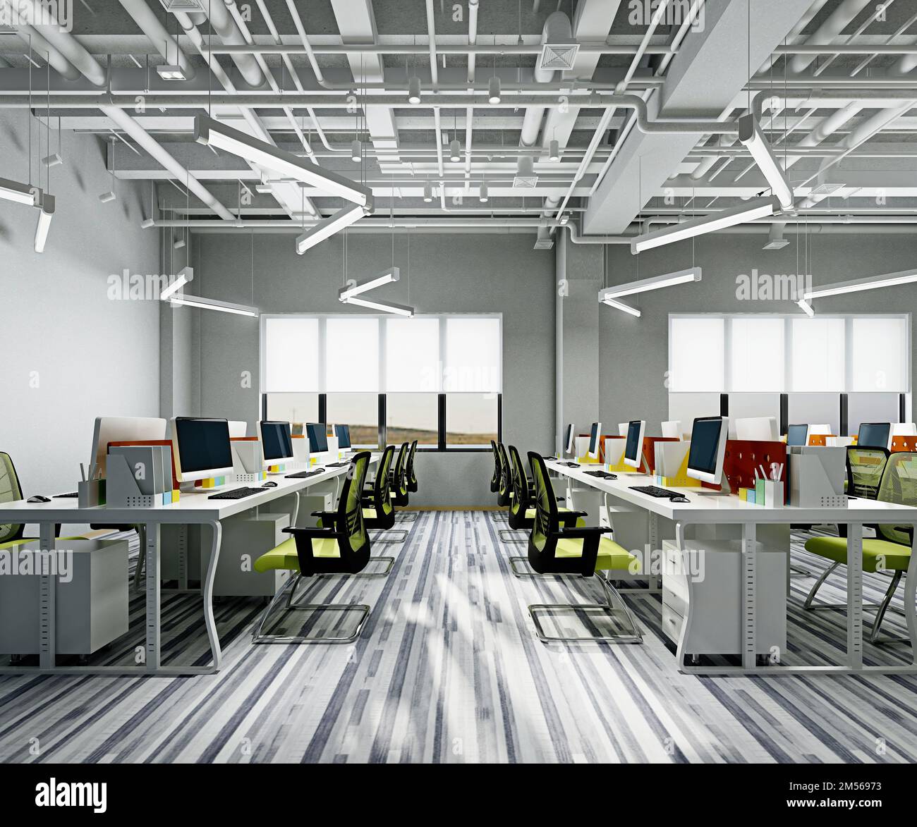 3d render of modern working office Stock Photo - Alamy