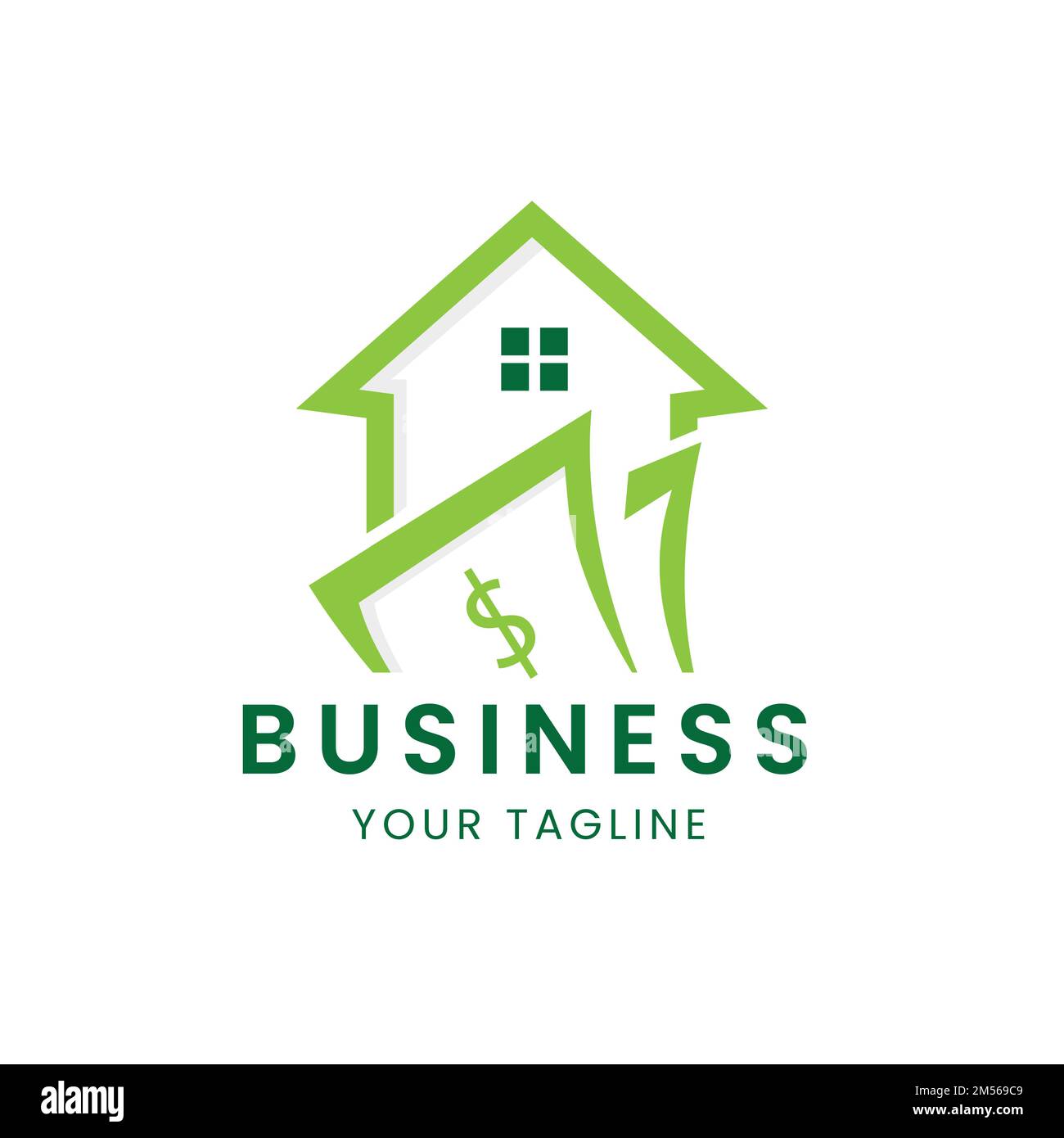 House rose shape dollar bill logo, house price symbol, vector ...