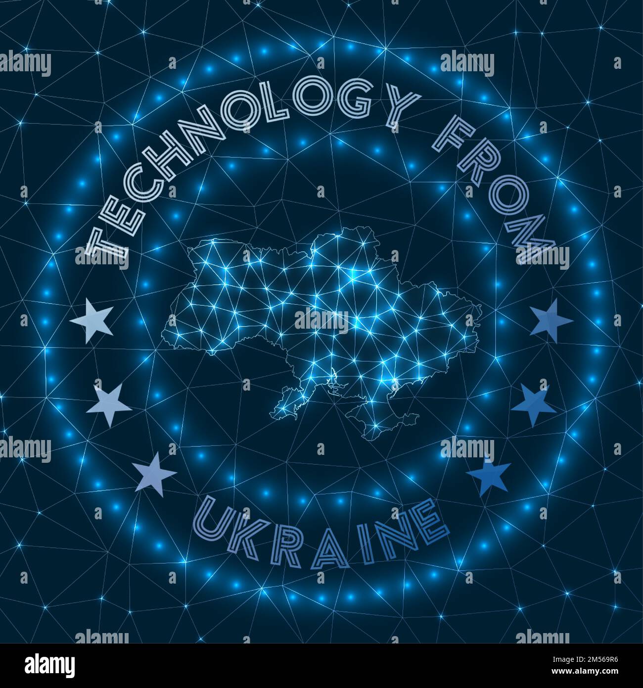 Technology From Ukraine. Futuristic geometric badge of the country ...