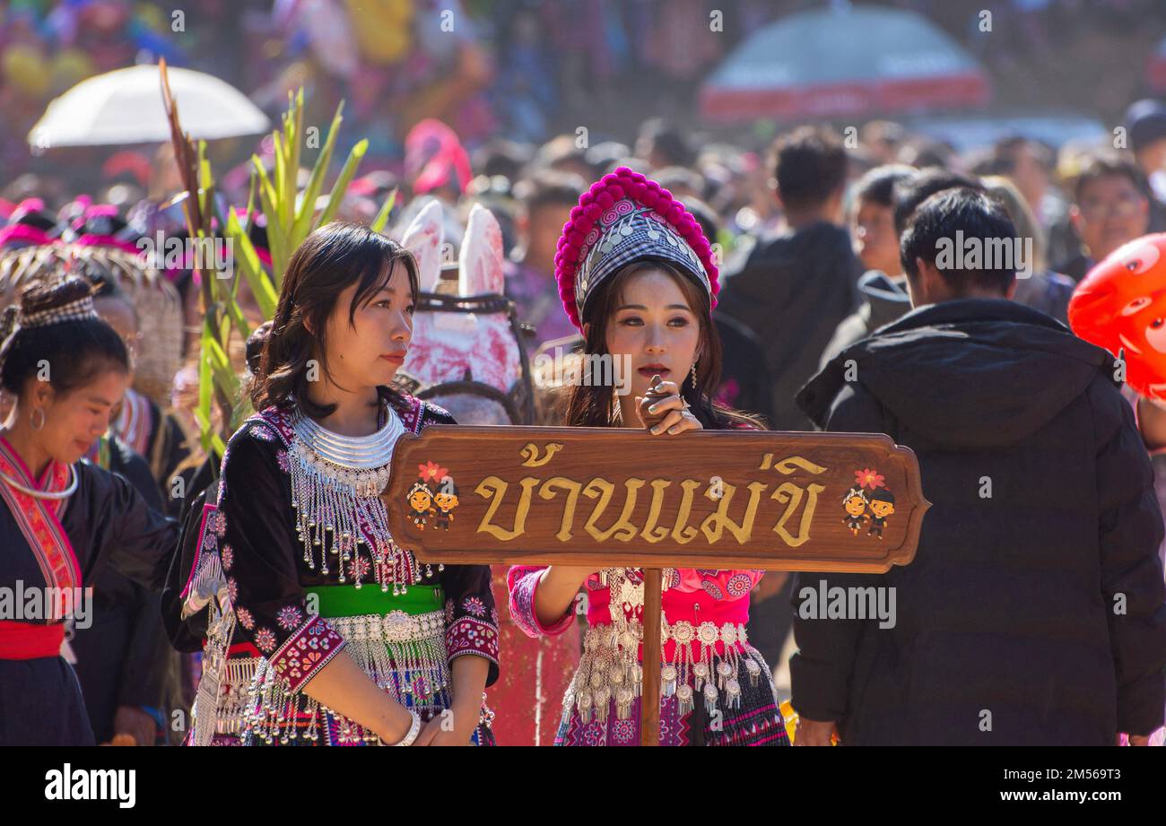 Hmong hill tribe women wear colorful interpretations of traditional ...