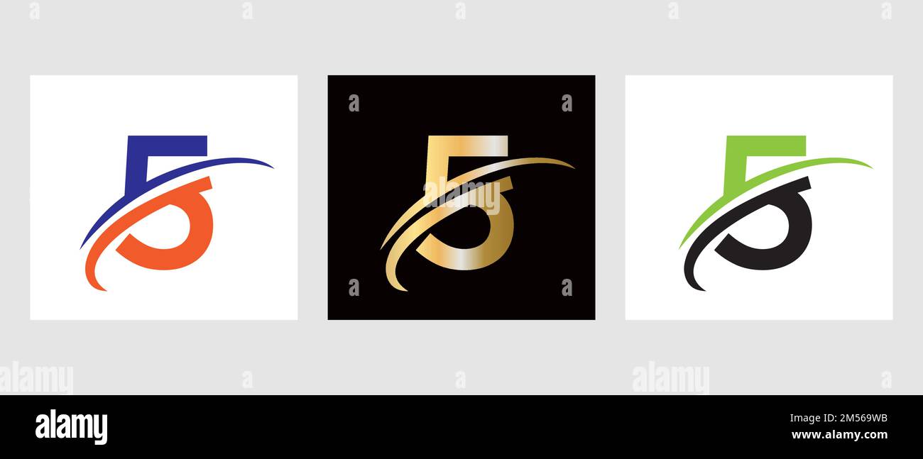 Monogram 5 Letter Logotype Symbol. Letter 5 Logo Design Template Stock ...