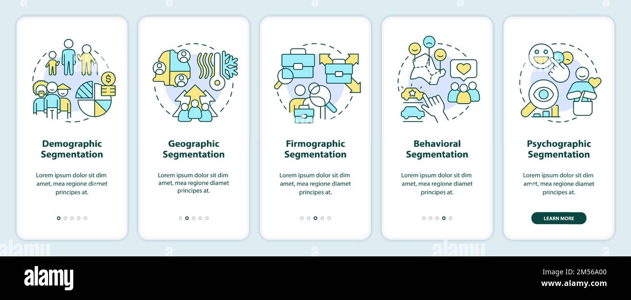 Type Of Market Segmentation Onboarding Mobile App Screen Stock Vector Image And Art Alamy