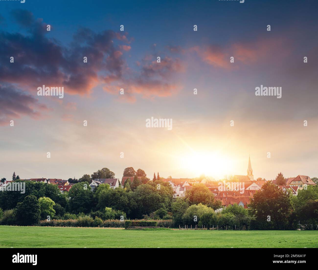 Freiberg am Neckar On the Sunset. Small European town in Baden ...