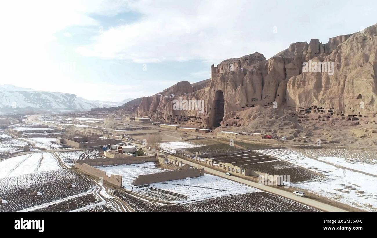 The Buddhas of Bamyan monumental statues in Afghanistan on winter Stock ...