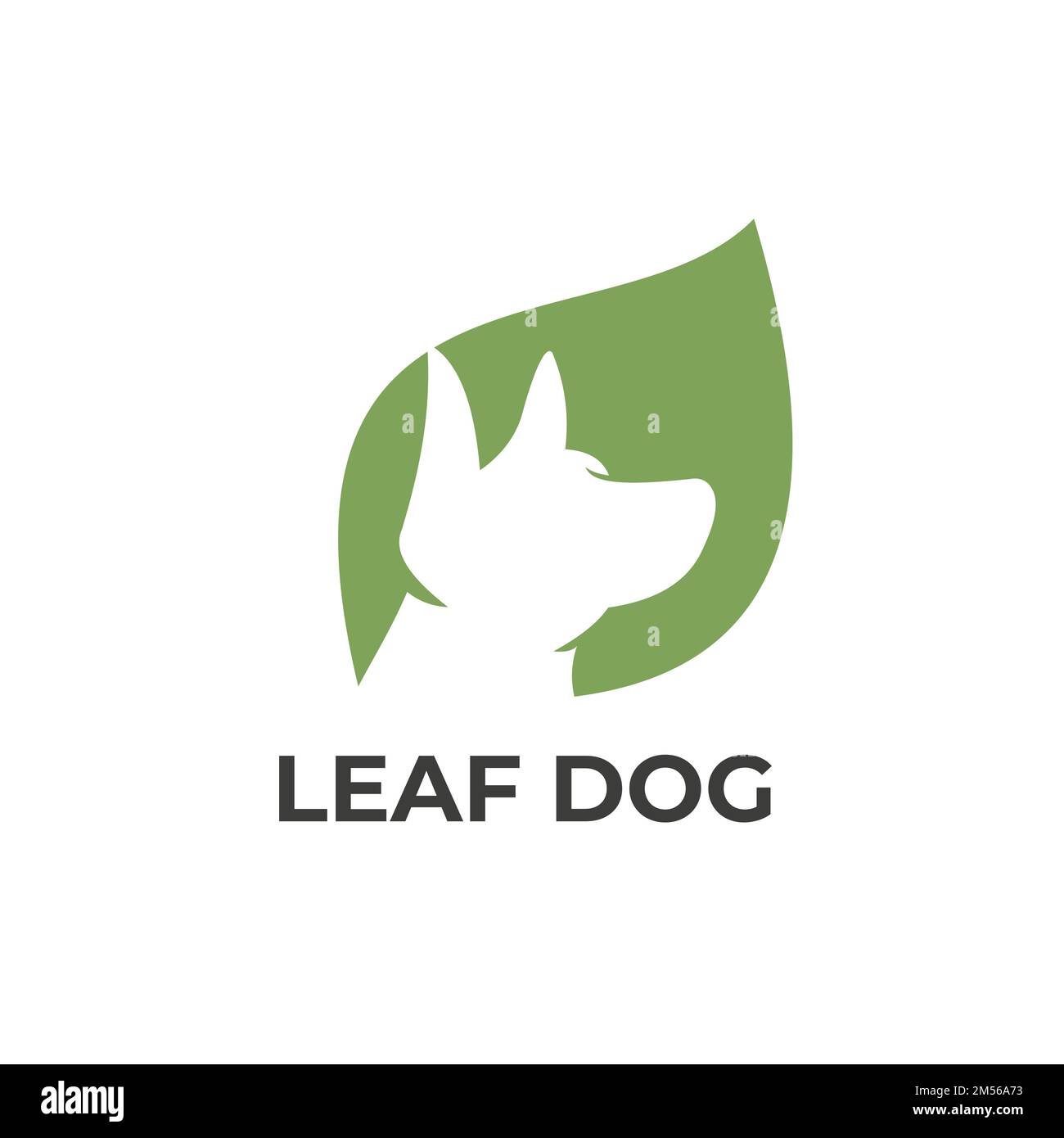 Dog logo design template. Green leaf symbol. Abstract design concept ...