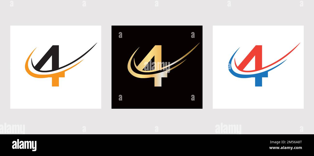 Initial Letter 4 Logo Design Template. Monogram 4 Letter Logotype ...