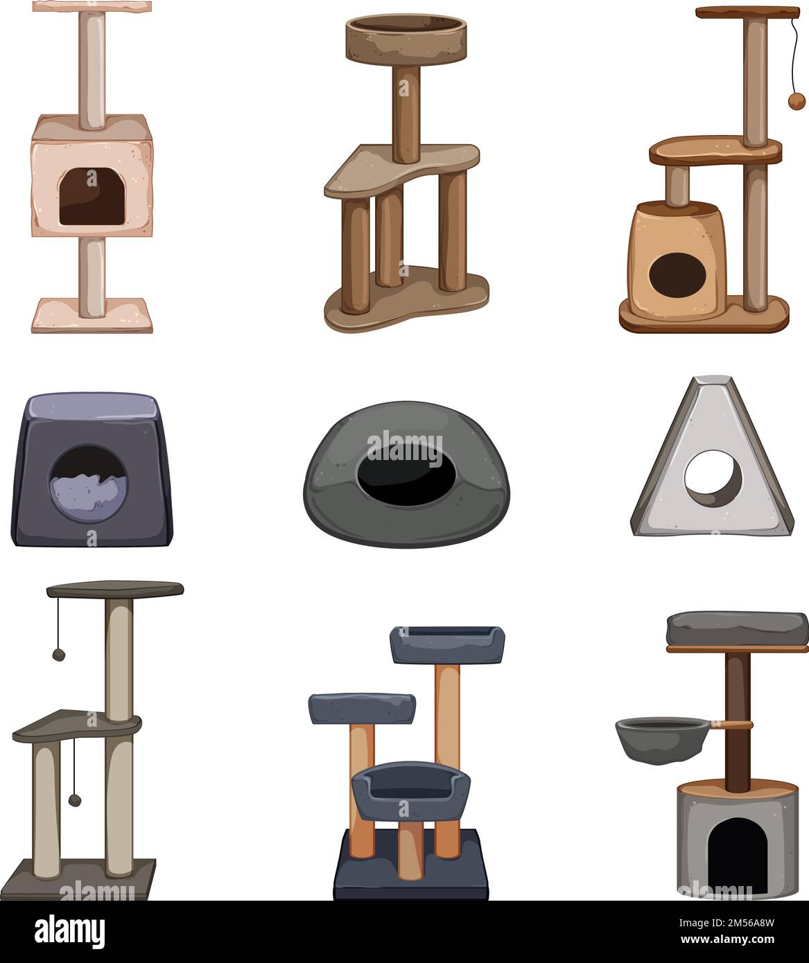 cat tree set cartoon vector illustration Stock Vector Image & Art - Alamy