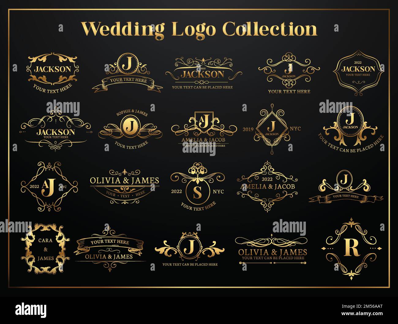 A vector of the premium gold wedding logo collection Stock Vector Image ...