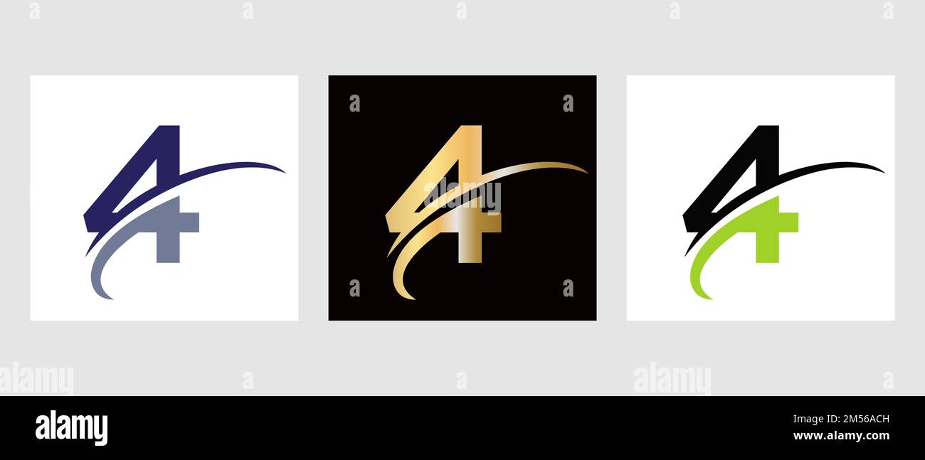 Monogram 4 Letter Logotype Symbol. Letter 4 Logo Design Template Stock ...