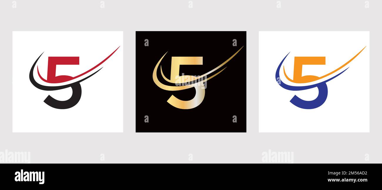 Initial Letter 5 Logo Design Template. Monogram 5 Letter Logotype ...