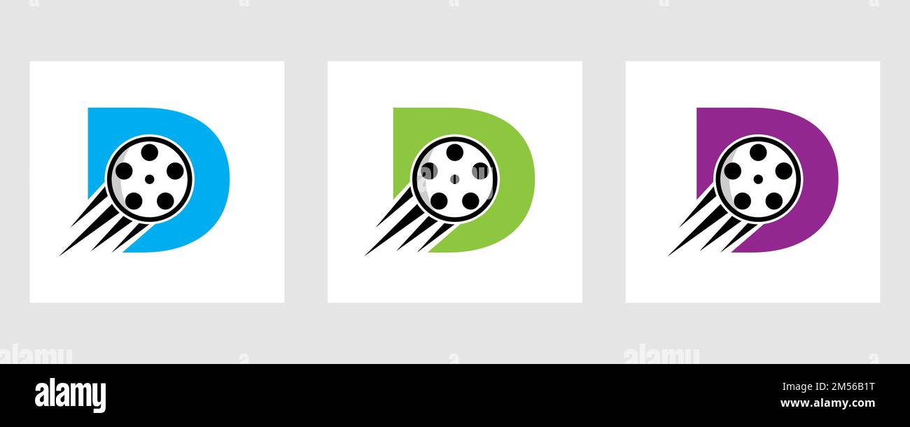Letter D Film Logo Concept With Film Reel For Media Sign, Movie ...