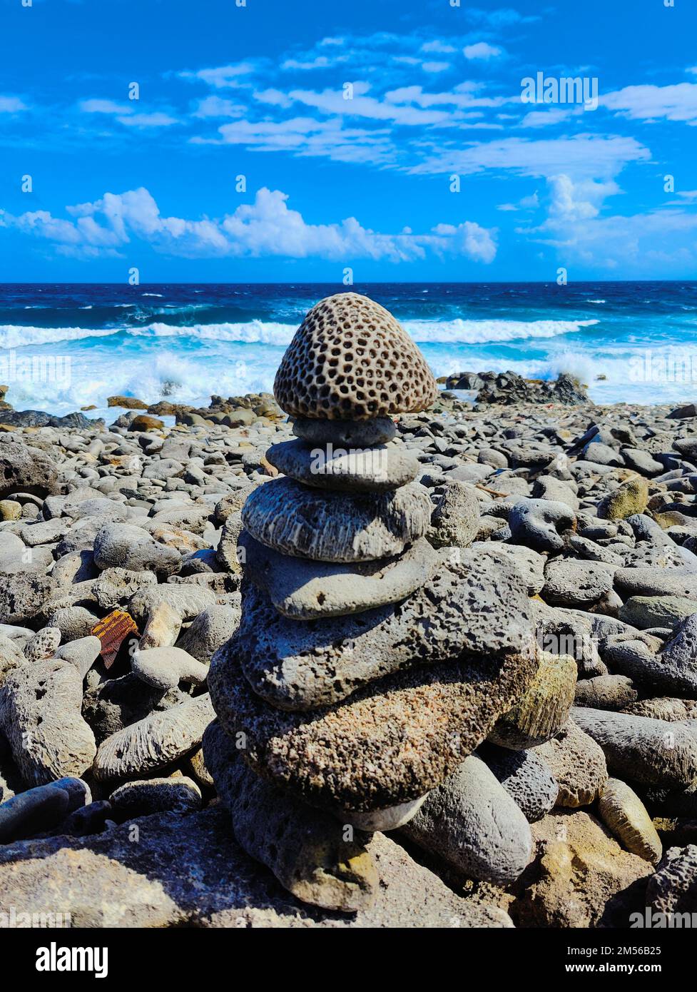 A stone stack in Aruba Island Stock Photo - Alamy
