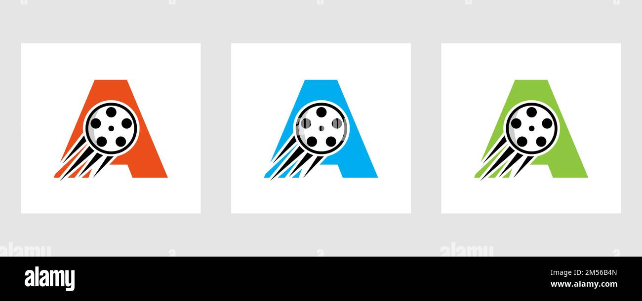Letter A Film Logo Concept With Film Reel For Media Sign, Movie ...