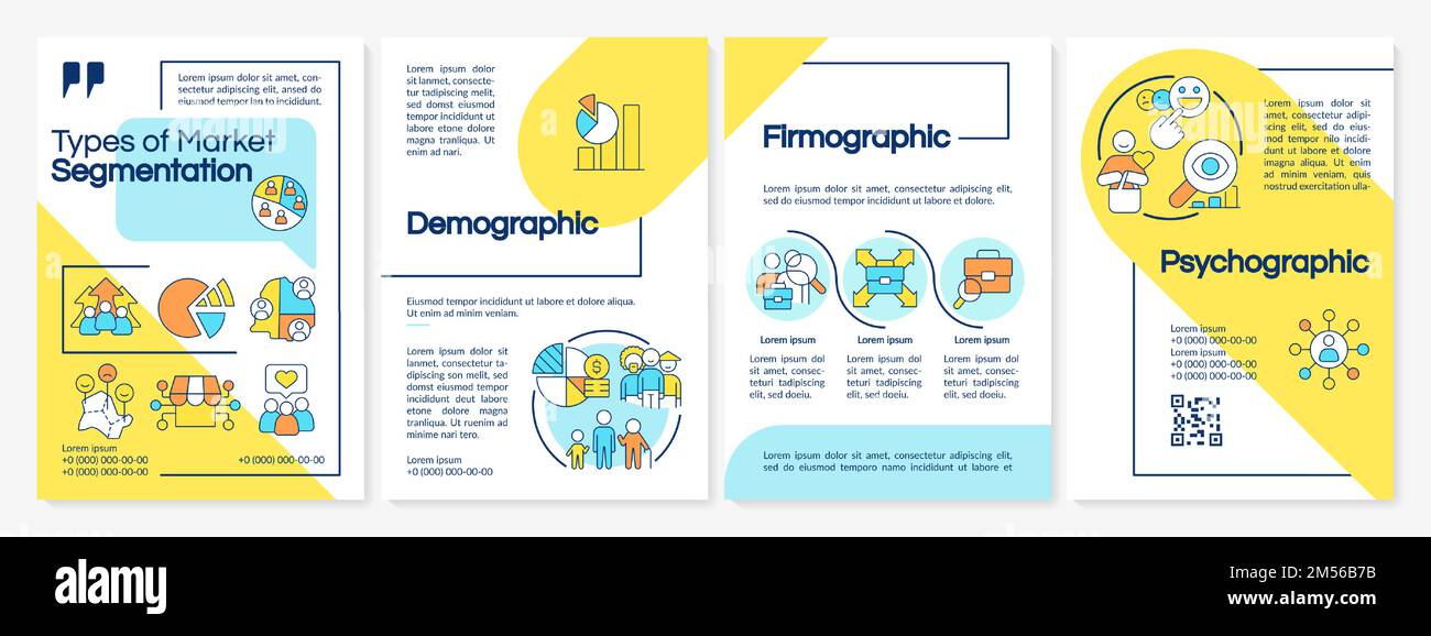 Types of market segmentation yellow and blue brochure template Stock Vector Image & Art - Alamy