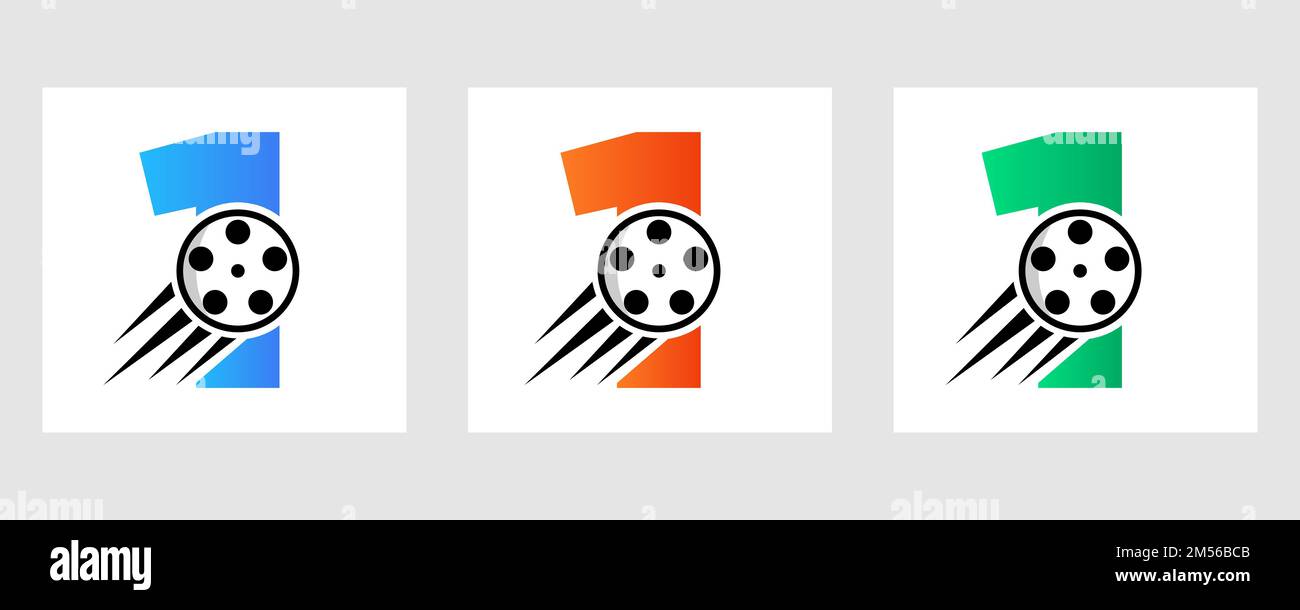 Letter 1 Film Logo Concept With Film Reel For Media Sign, Movie ...