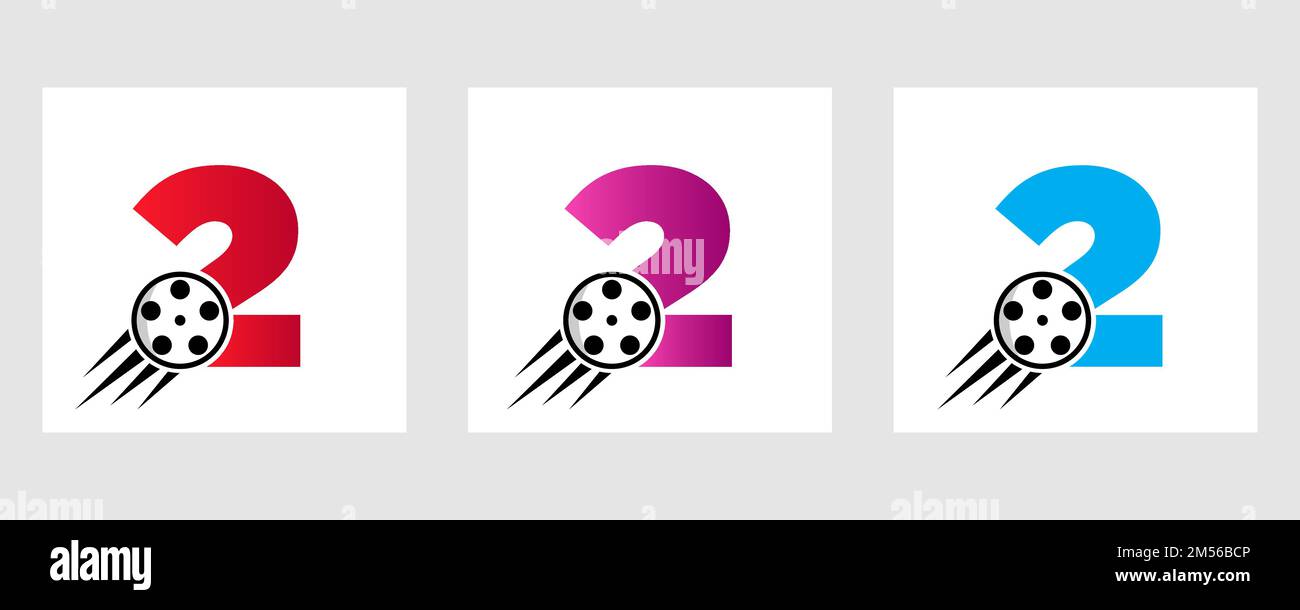 Letter 2 Film Logo Concept With Film Reel For Media Sign, Movie ...