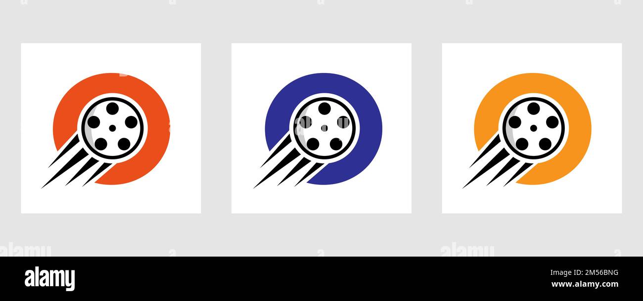 Letter O Film Logo Concept With Film Reel For Media Sign, Movie ...