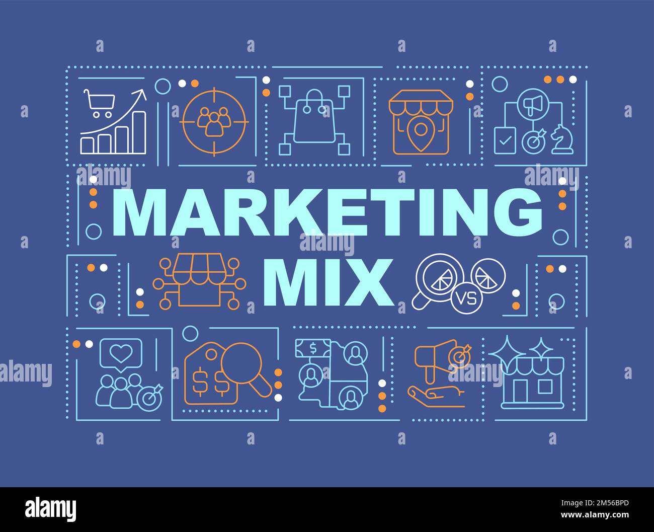 Marketing mix word concepts dark blue banner Stock Vector Image & Art - Alamy