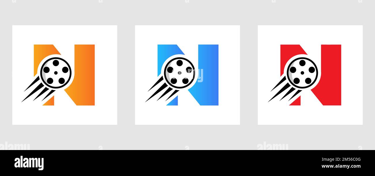 Letter N Film Logo Concept With Film Reel For Media Sign, Movie ...