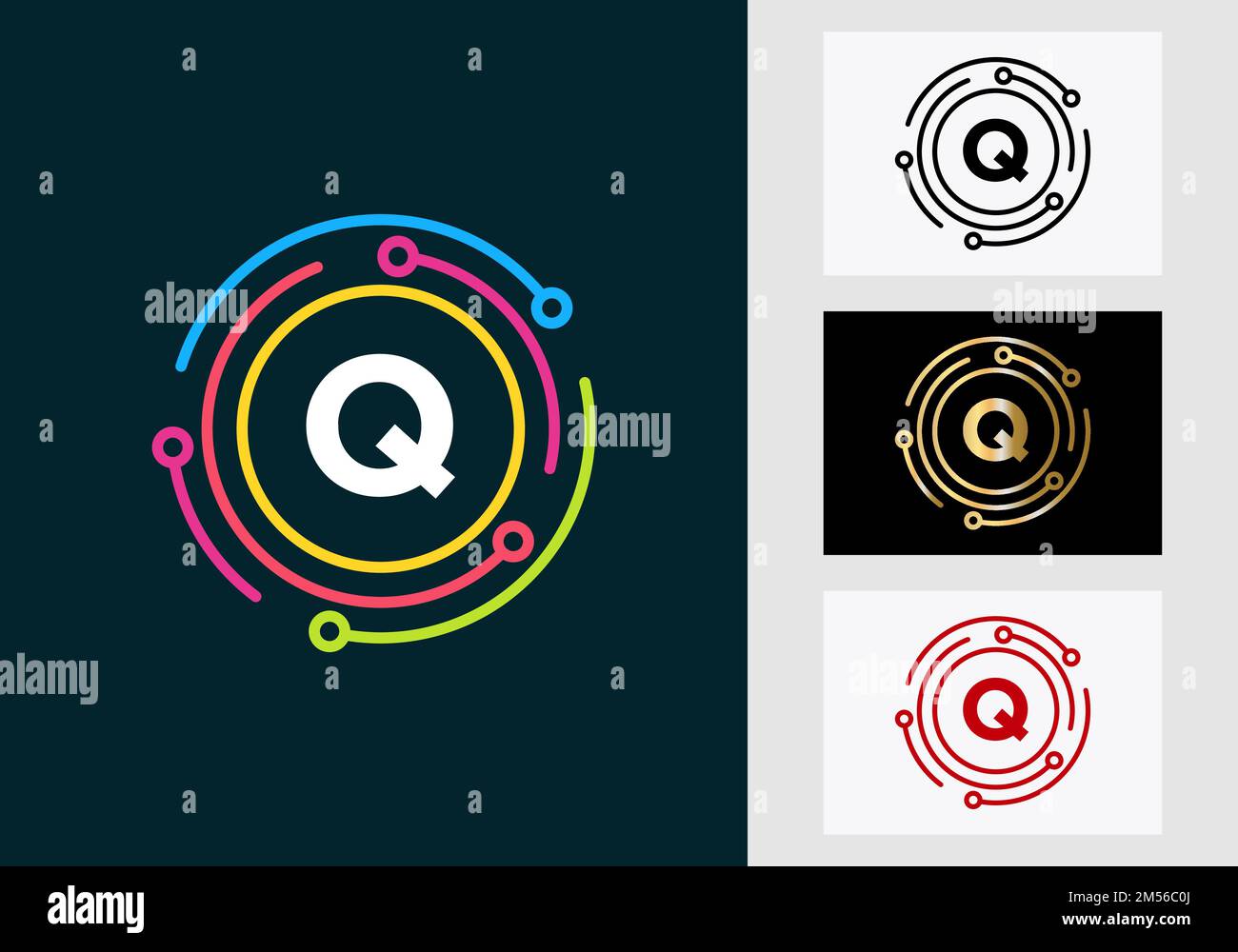 Letter Q Technology Logo Design. Network Logo Symbol Stock Vector Image ...