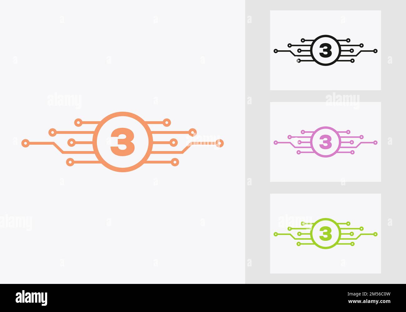 Letter 3 Technology Logo Design Template. Network Logo Design Stock ...