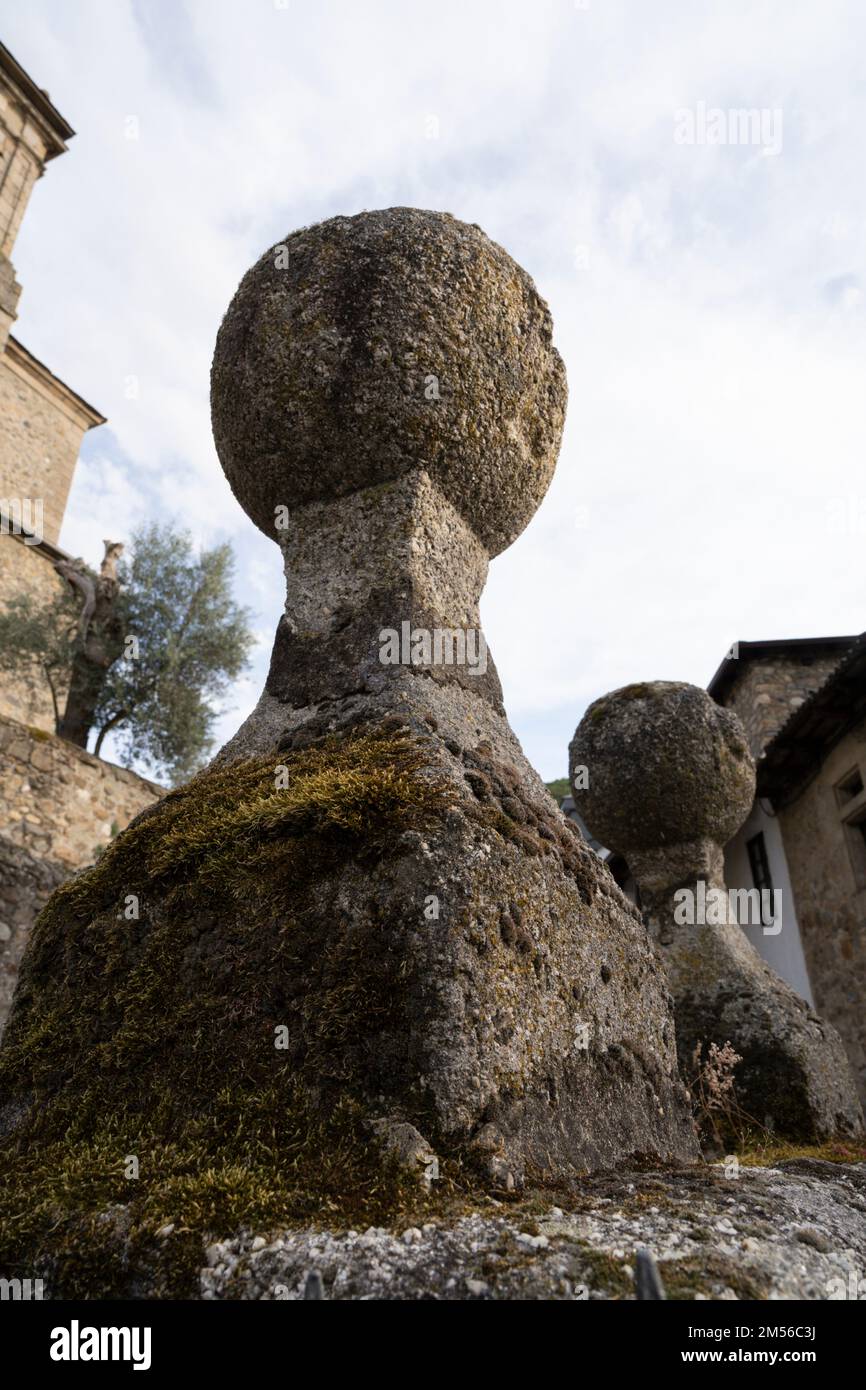 Rustic stone finials at the Iglesia de San Nicolás de Bari in ...