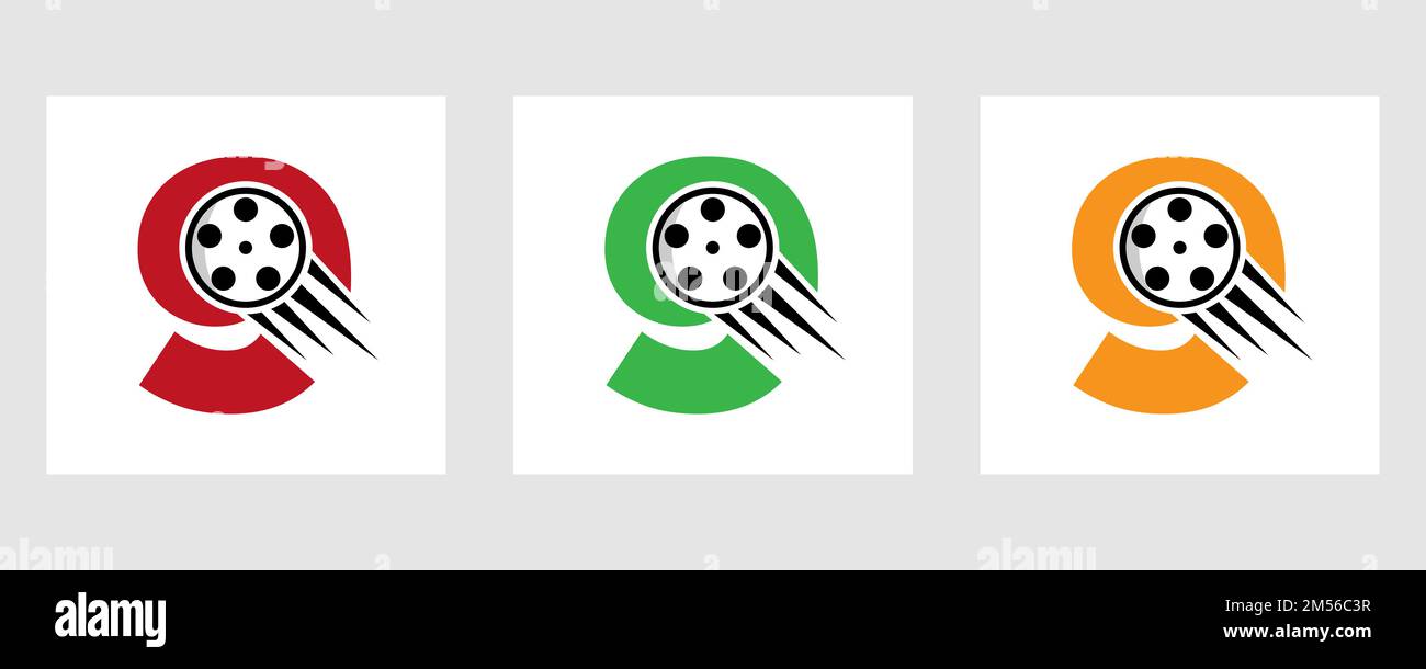 Letter 9 Film Logo Concept With Film Reel For Media Sign, Movie ...