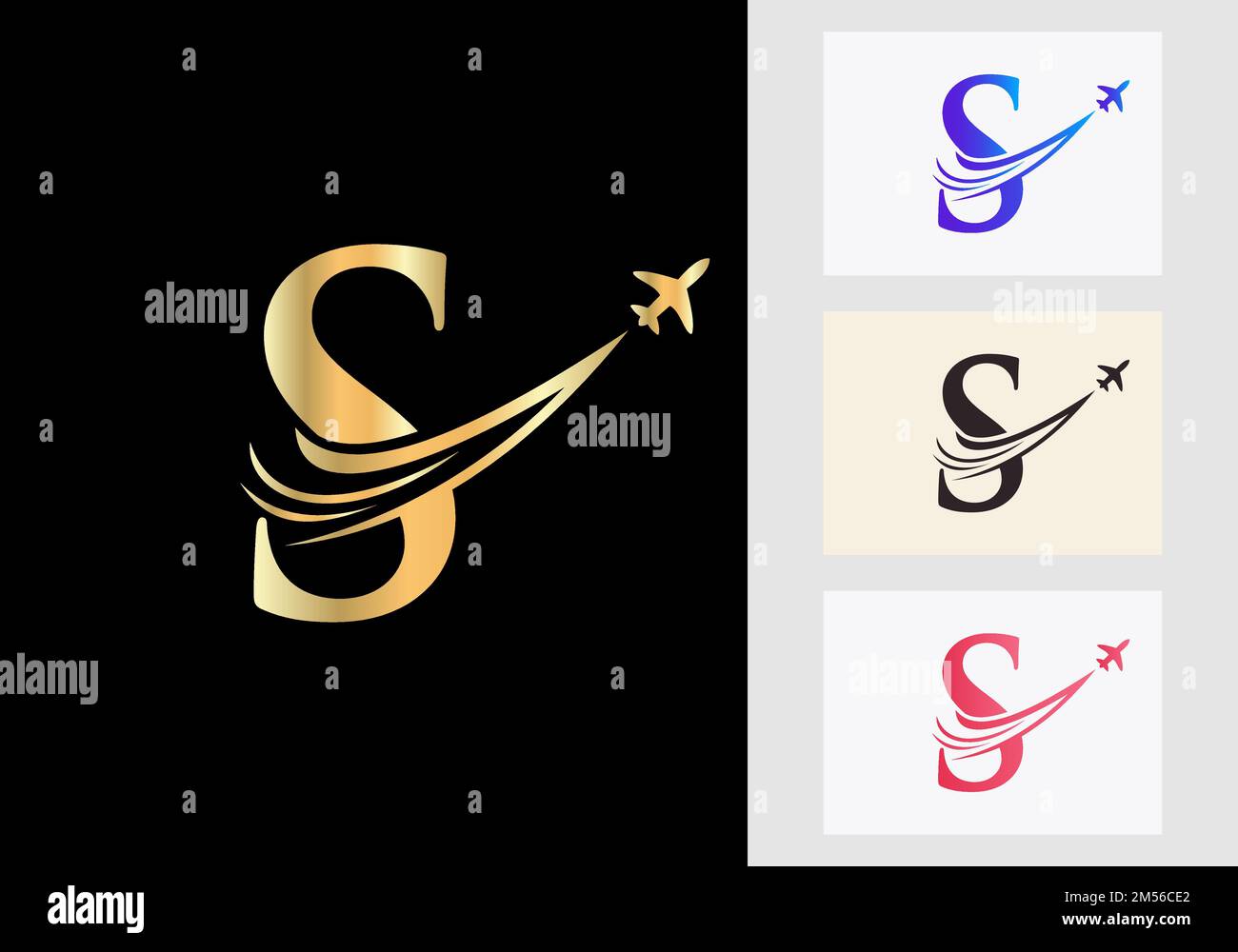 Letter S Travel Logo Concept With Flying Air Plane Symbol Stock Vector ...