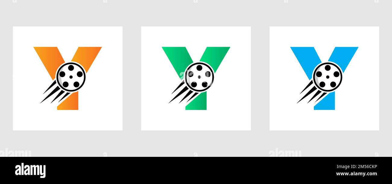 Letter Y Film Logo Concept With Film Reel For Media Sign, Movie ...