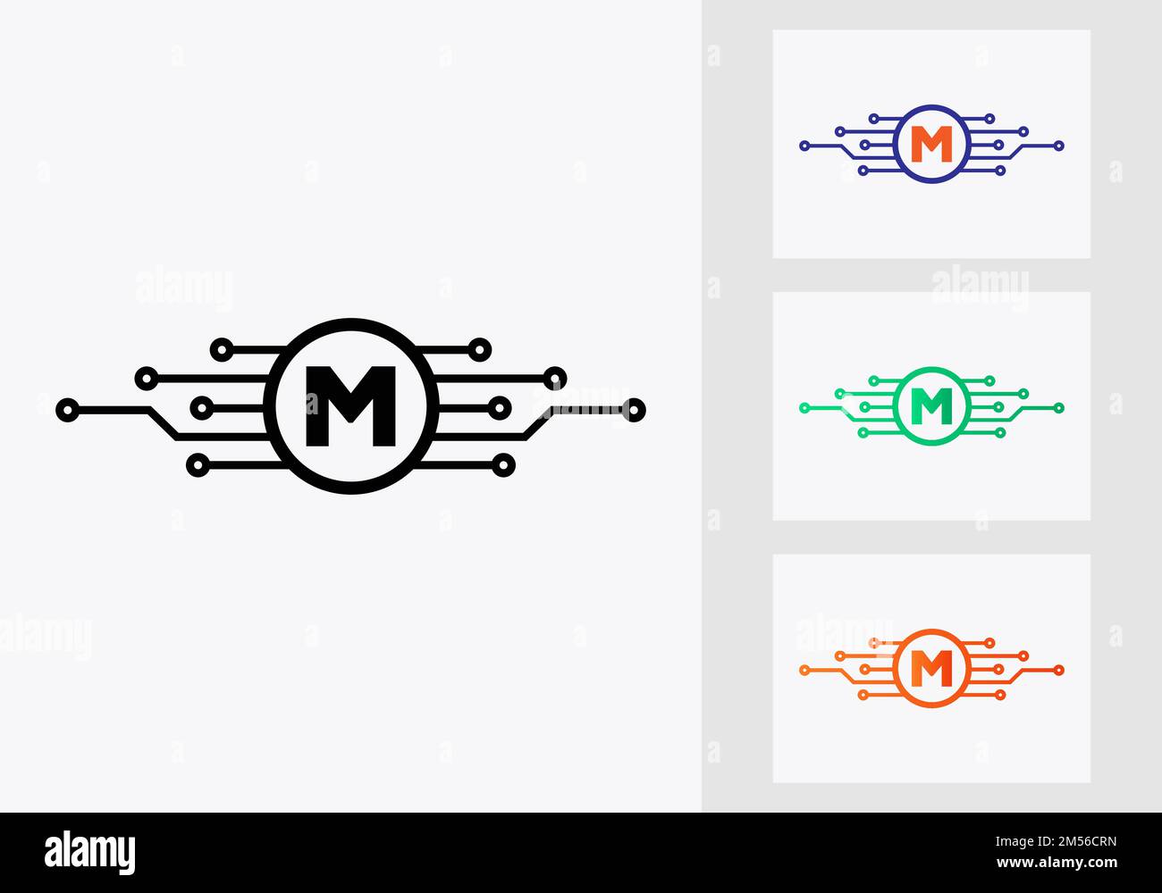 Letter M Technology Logo Design Template. Network Logo Design Stock ...