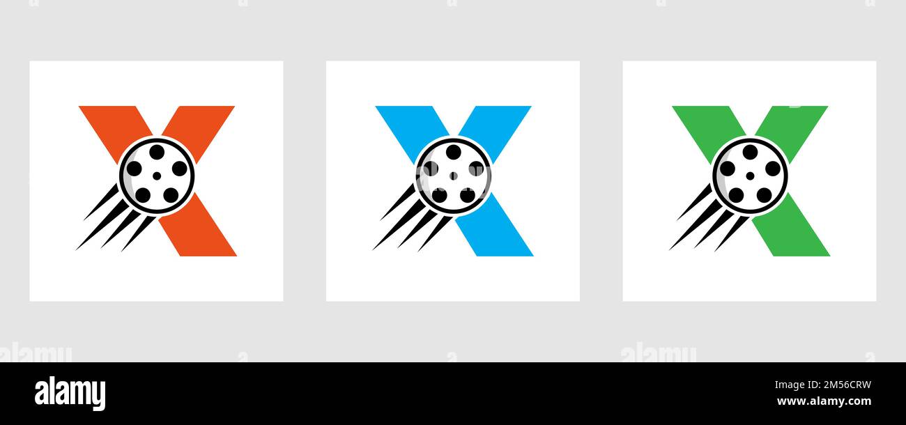 Letter X Film Logo Concept With Film Reel For Media Sign, Movie ...